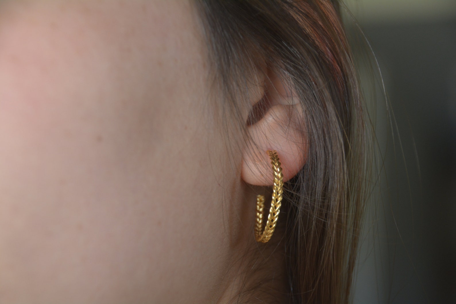Braided Hoop Earrings, Gold Hoop Earrings, Large Hoop Earrings, Open ...