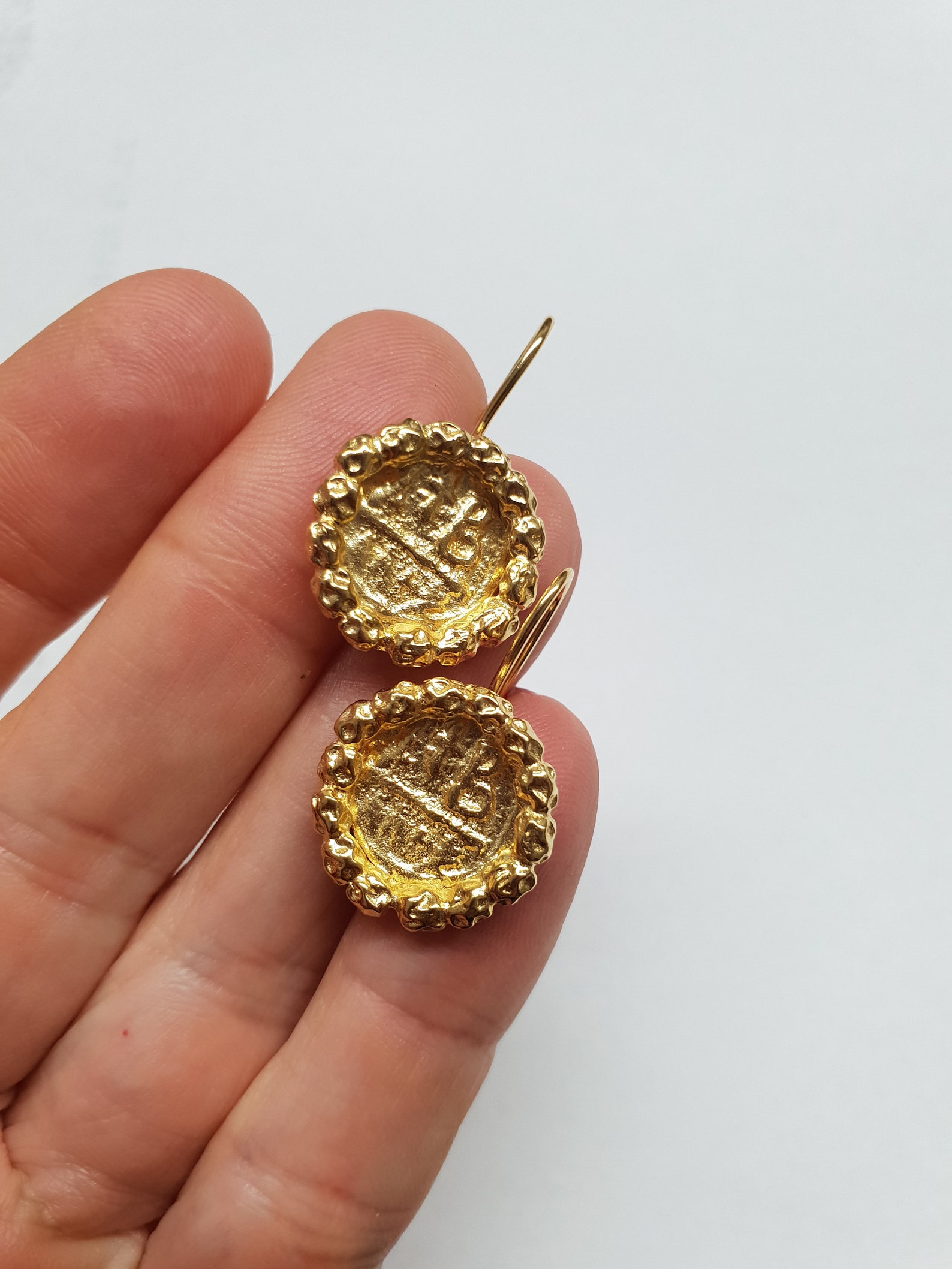 Gold Coin Earrings Drop Coin Earrings Coin Earrings Gold | Etsy