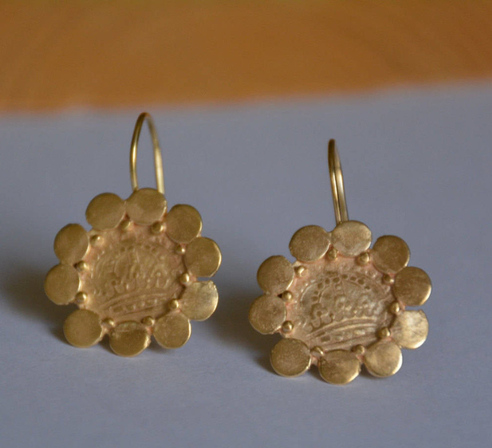 Gold Coin Earrings Antique Coin Earrings Gold Wedding - Etsy Israel
