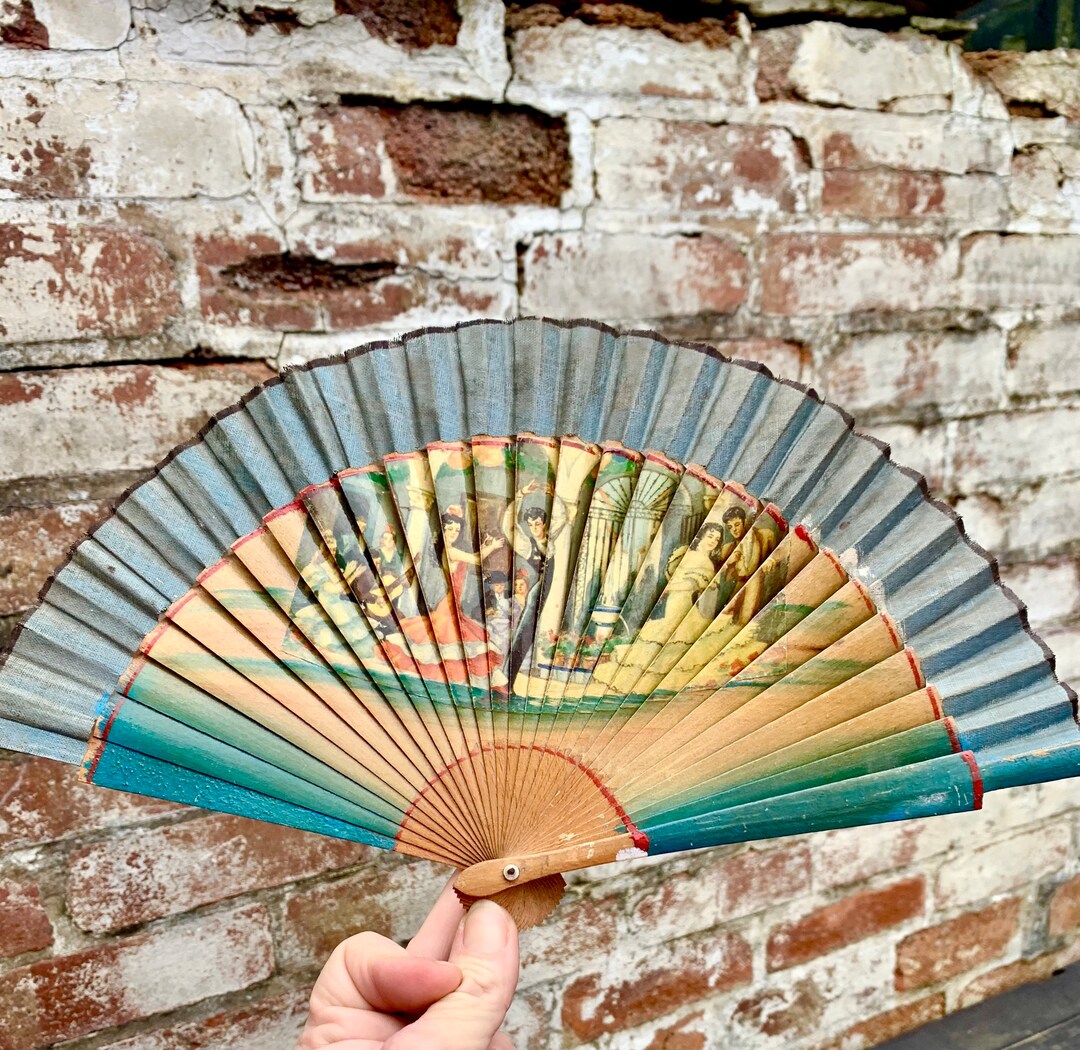 70s Vintage Fabric Bamboo Handheld Fan Spanish Flamenco Dancer Wall Art ...