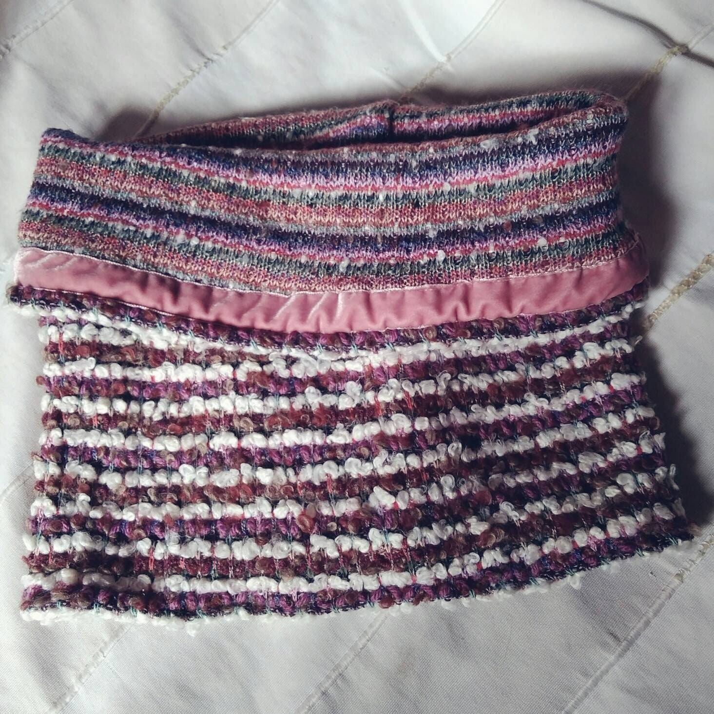 Woman multicolored scarf, wool knitted snood, collar. Woman gift idea ...