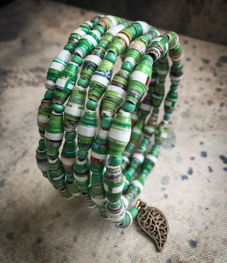 Handmade bracelet Paper bead bracelet OOAK jewelry Wire | Etsy