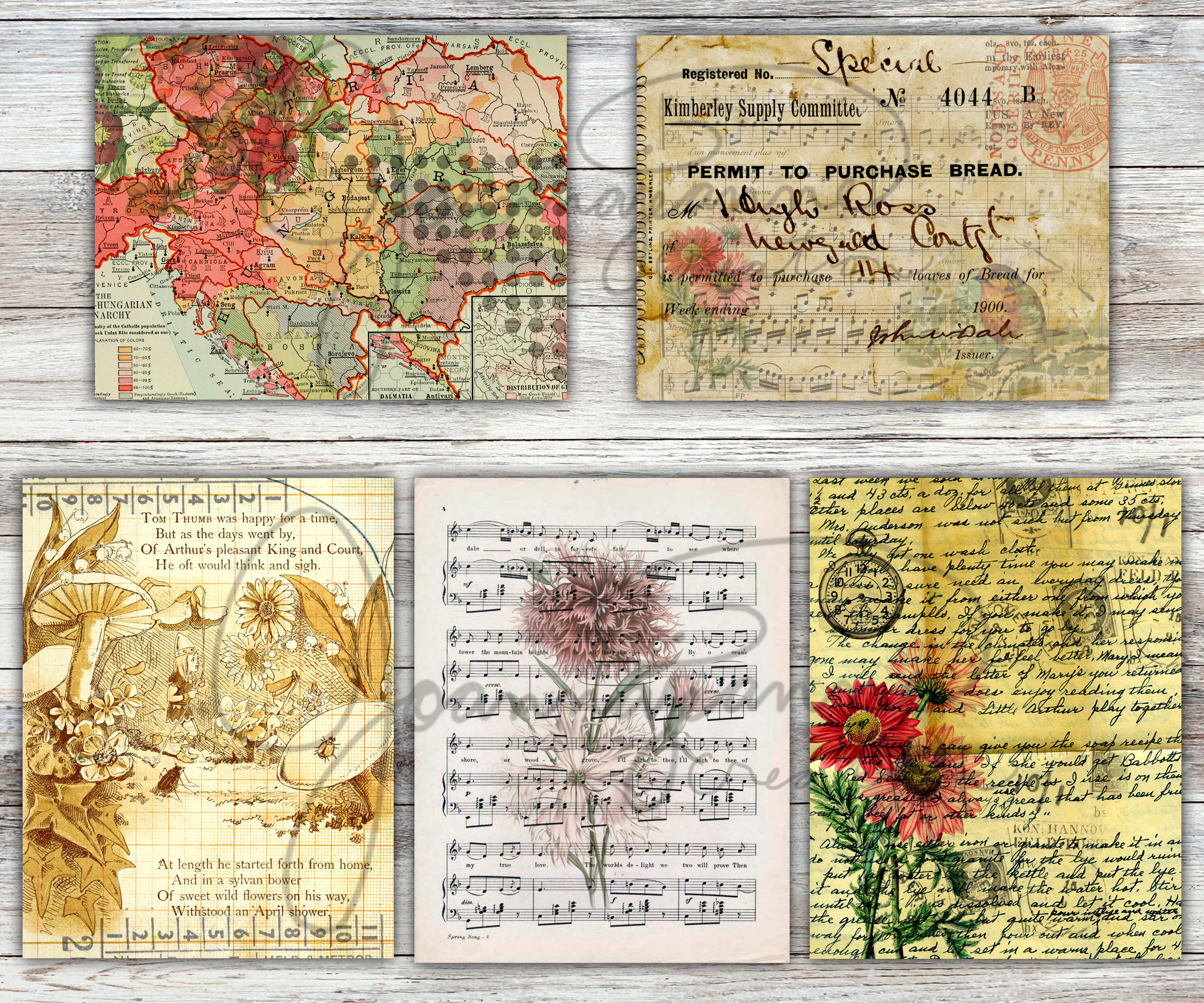 Digital Download, Printable for Journaling and Scrapbooking, Collage ...