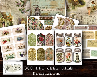 Junk Journal Printable, Vintage Ephemera, Embellishments, Fussy Cut ...