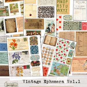 Vintage Junk Journal Ephemera, Digital Download, Digital Prints ...