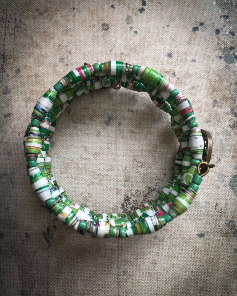 Handmade bracelet Paper bead bracelet OOAK jewelry Wire | Etsy