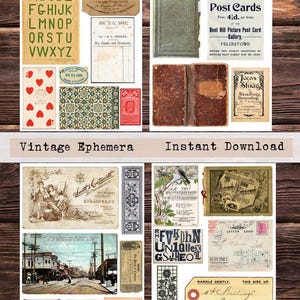 Vintage Junk Journal Ephemera, Digital Download, Digital Prints ...