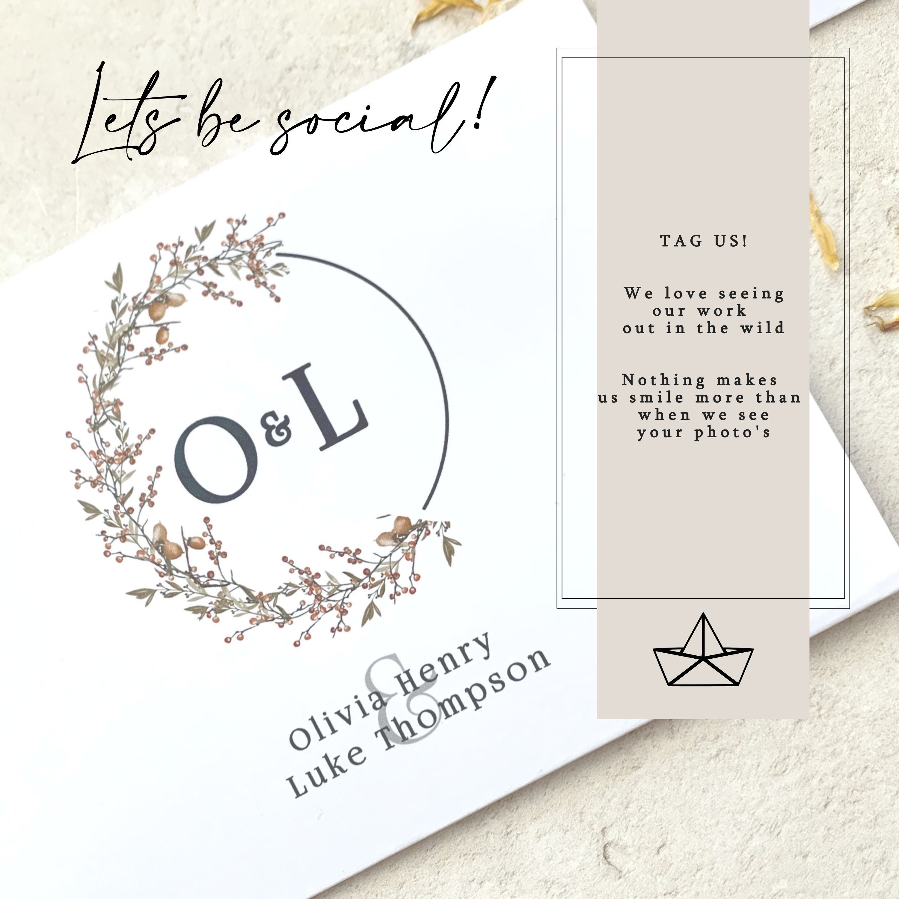 Autumn Wreath Wedding Invitation: Folded Rustic Reception Invites - Etsy UK