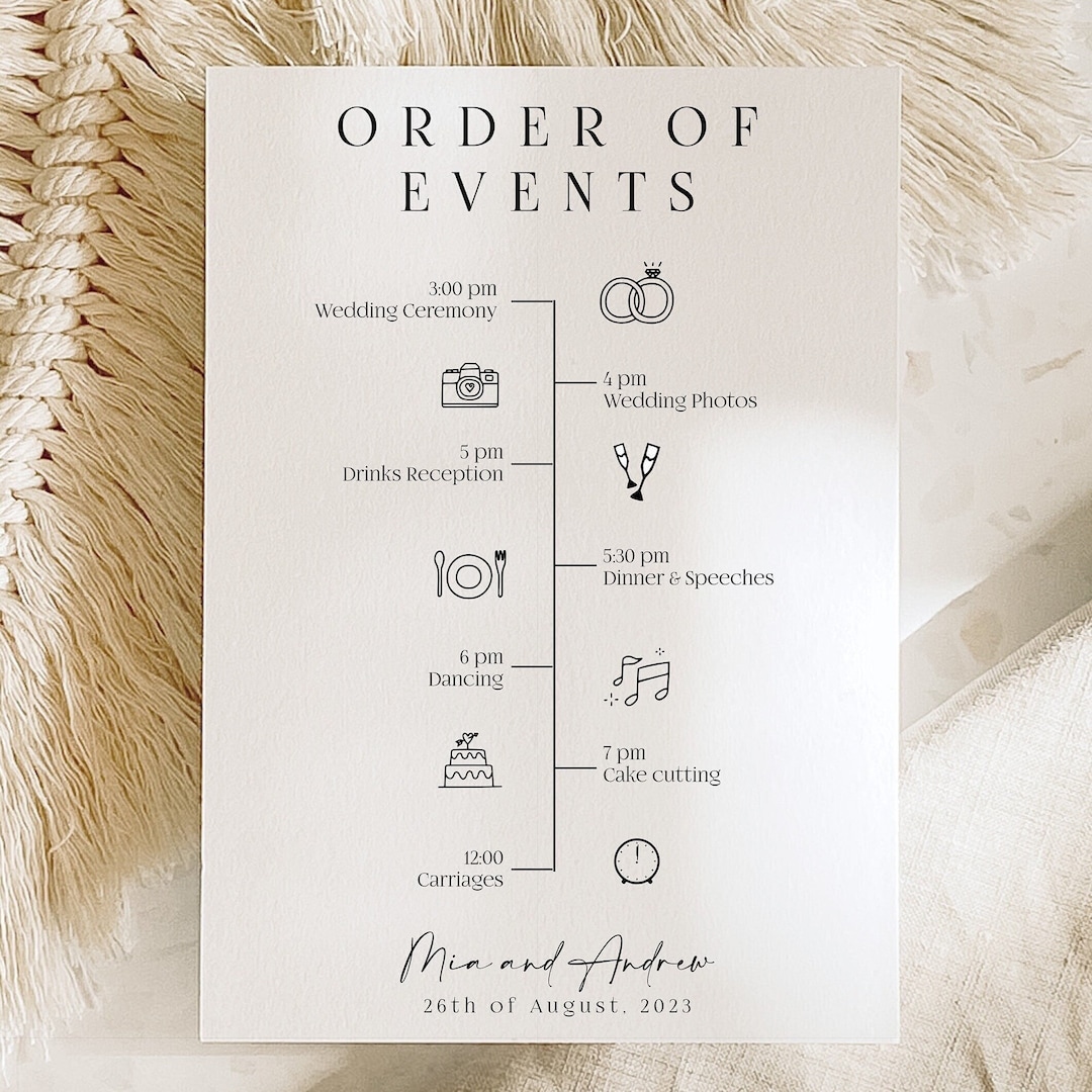 Order of the Day, Wedding Timeline, Wedding Programs, Order of Service ...