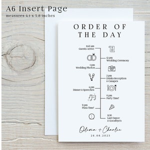 Order of the Day, Wedding Timeline, Wedding Programs, Order of Service ...