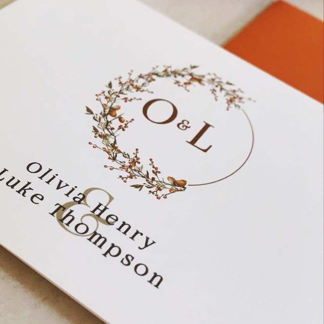 Autumn Wreath Wedding Invitations: Folded Terracotta Orange Invites and ...