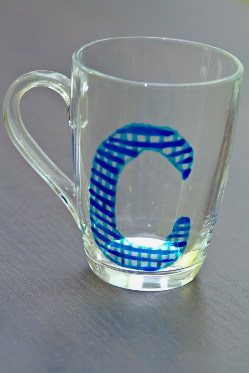 Monogram Personalized Tea Mug Custom Letter Initial Glass Name Coffee ...