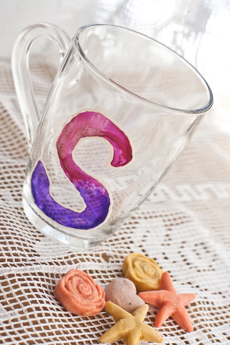 Monogram Personalized Tea Mug Custom Letter Initial Glass Name Coffee ...