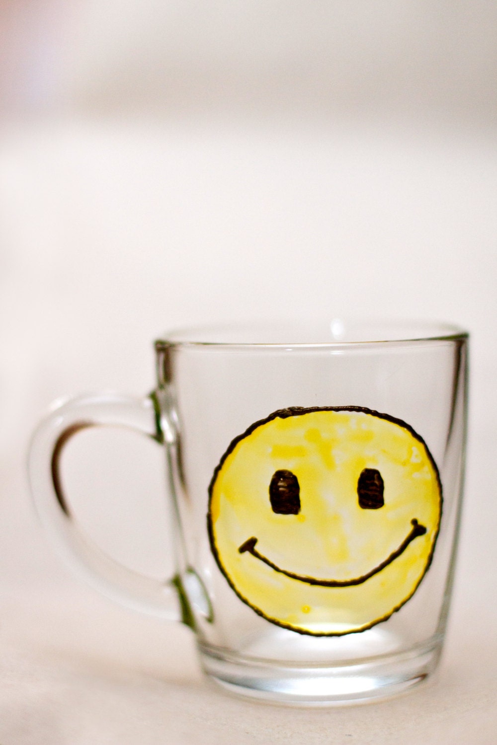 Yellow Smiley Mug Custom Stained Glass Cup Funny Mug Cartoon Happy Face ...