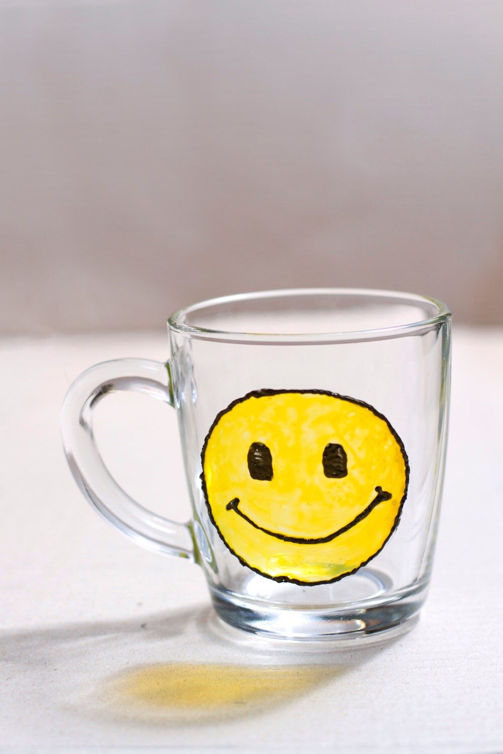 Yellow Smiley Mug Custom Stained Glass Cup Funny Mug Cartoon Happy Face ...