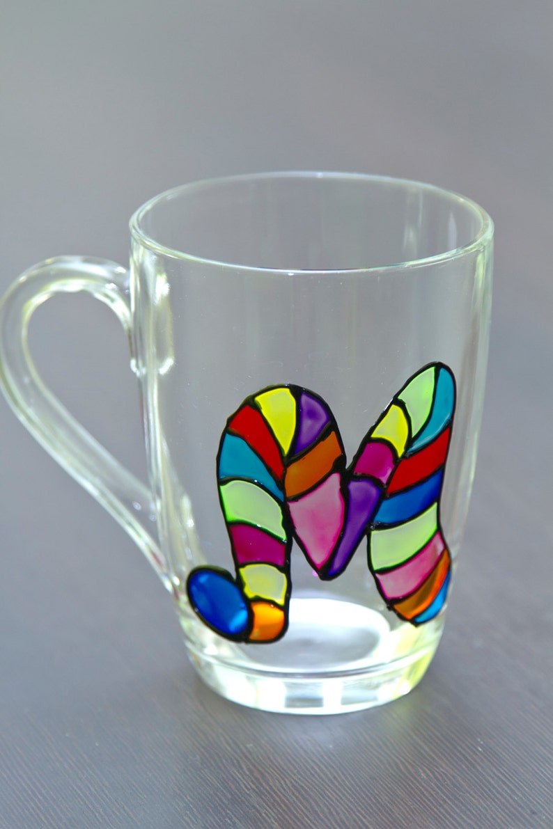 Monogram Personalized Tea Mug Custom Letter Initial Glass Name Coffee ...