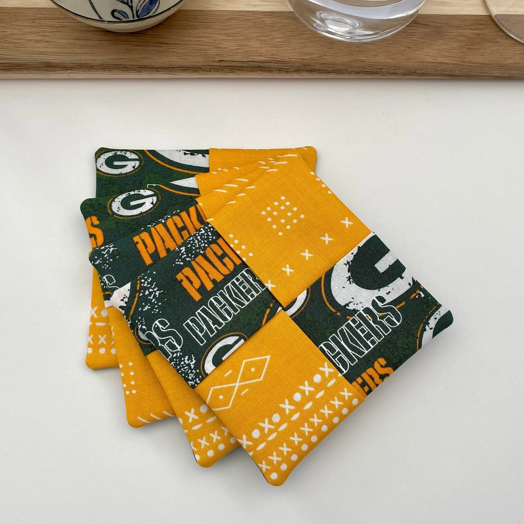 Square Cotton Coasters With Bonus Wine Glass Pocket Set of 4 GB Packer ...