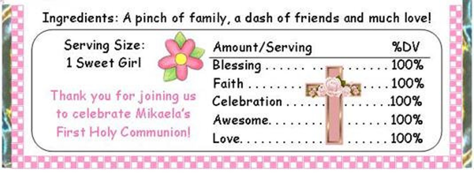 Girls First Holy Communion Candy Bar Wrappers Candy Bar - Etsy