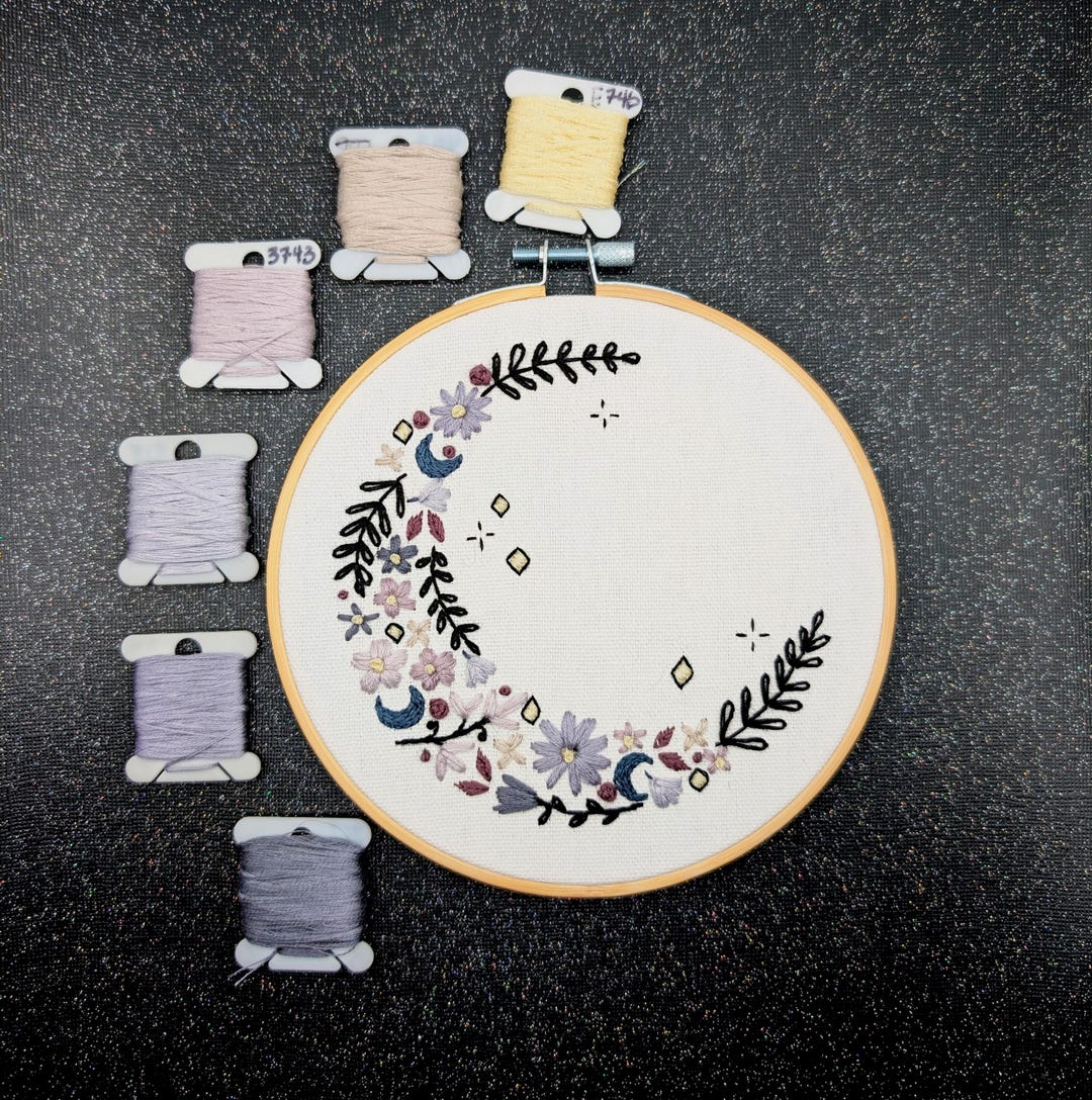 Moody Moon Embroidery - Etsy