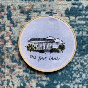 Custom Hand Embroidered House Ornament - Etsy