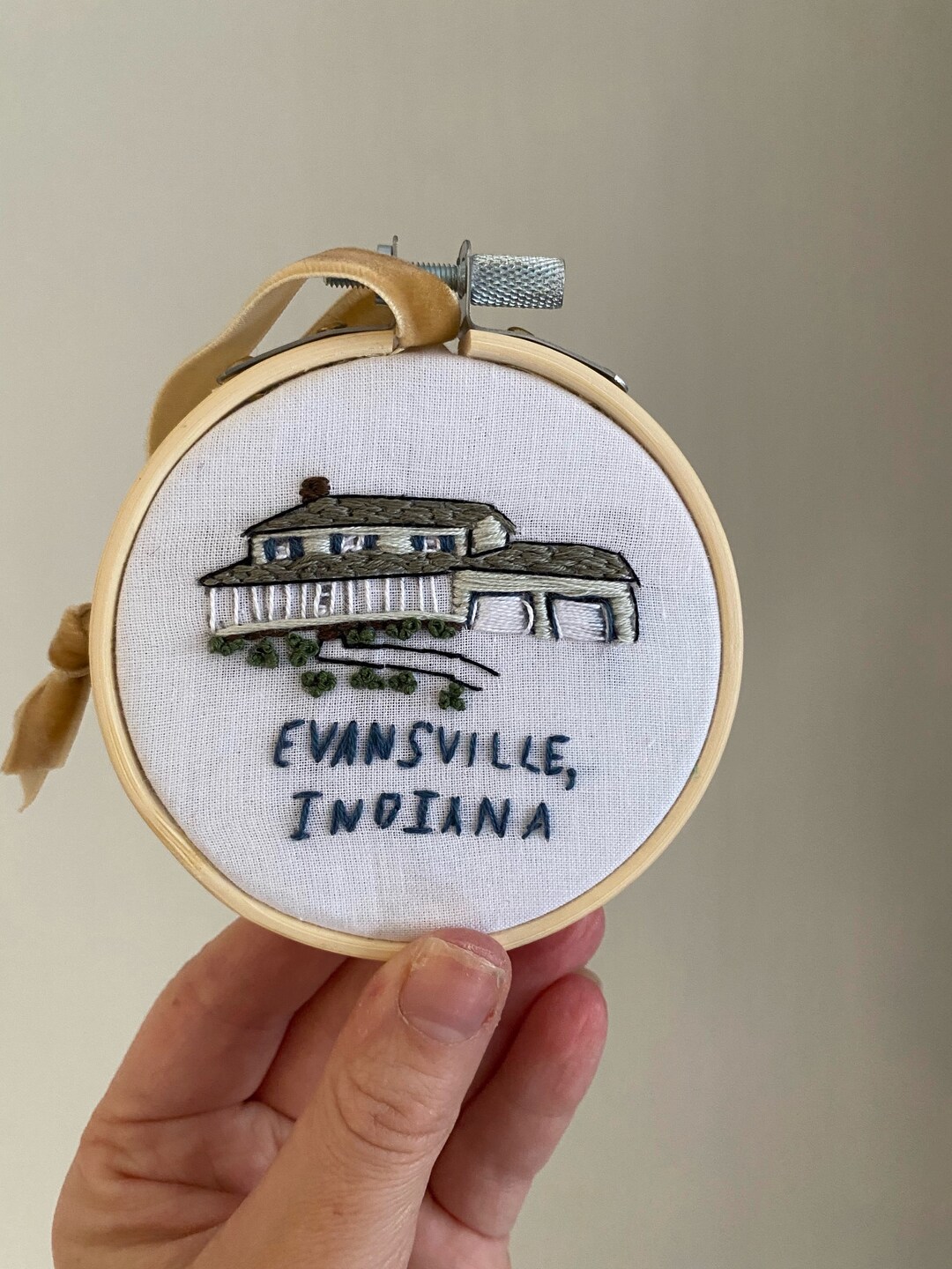 Custom Hand Embroidered House Ornament - Etsy