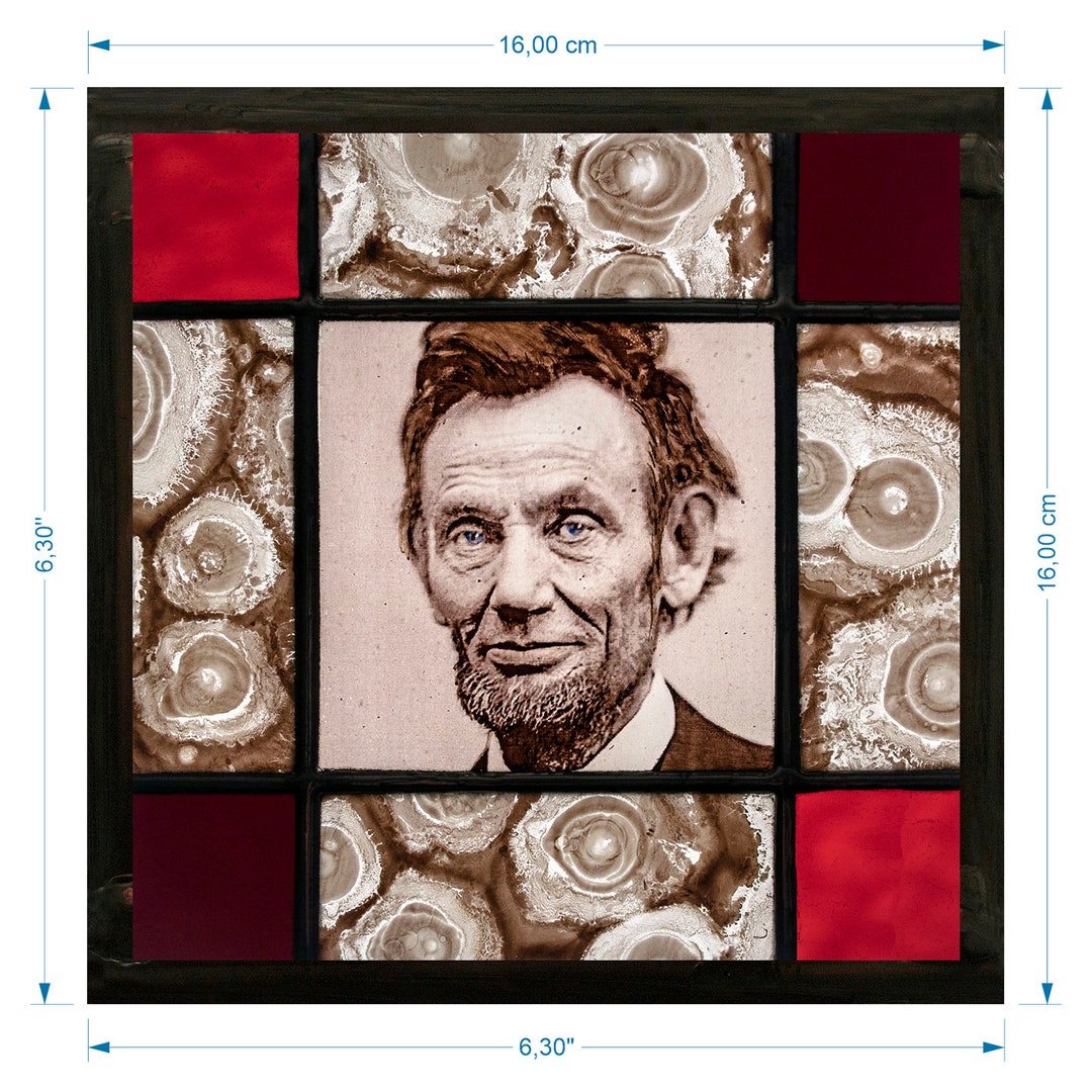 Abraham Lincoln Suncatcher Kilnfired Stained Glass 16th President US ...