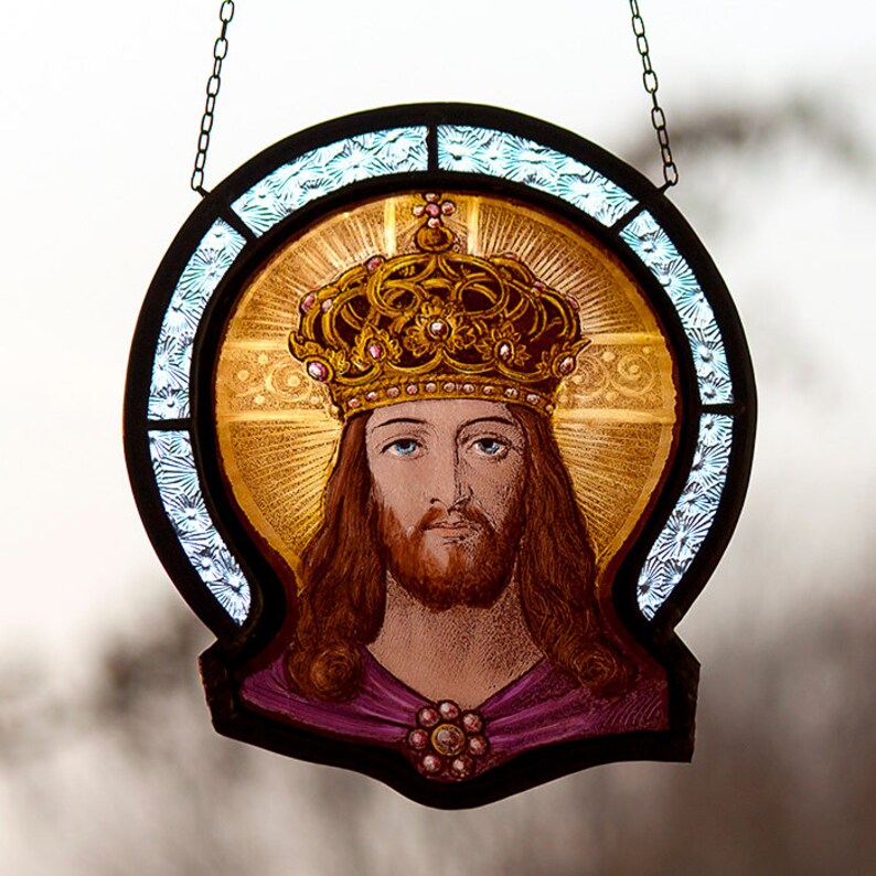 Jesus stained glass Jesus suncatcher suncatcher King Jesus | Etsy