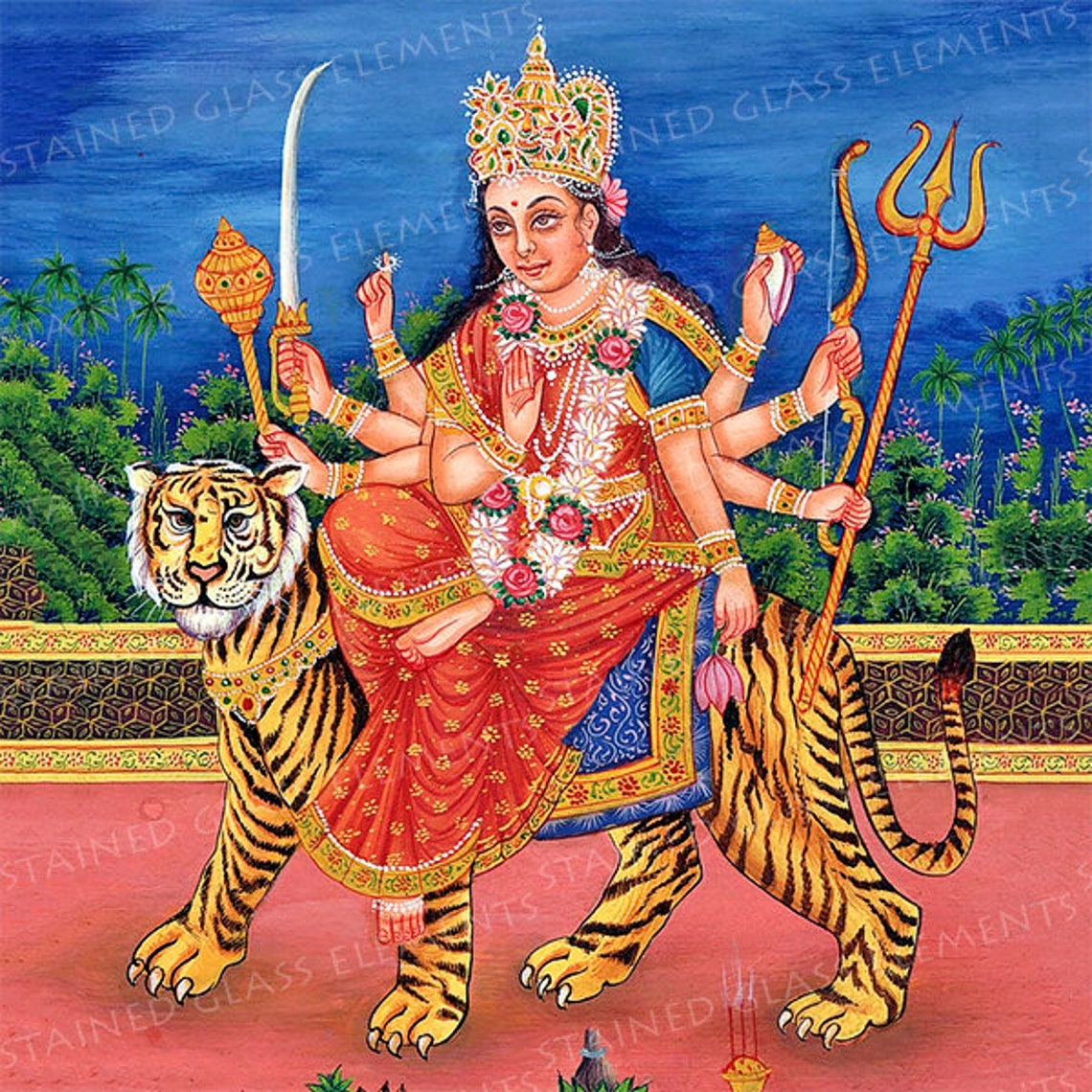 Durga Ceramic Decal, India Ceramic Decals, Goddess Decal, India, Exotic ...