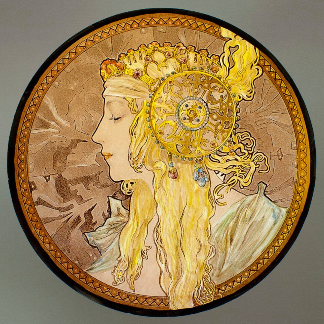 Mucha, Mucha Byzantine Blonde, Mucha Kilnfired Glass Medallion, Mucha ...