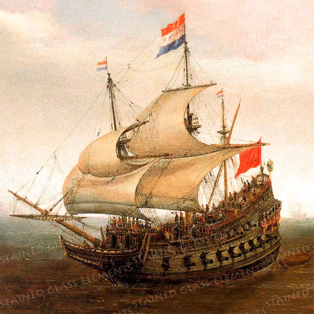 Ship Ceramic Transfer Dutch Marine Art Sailing Boat Waterslide Transfer ...