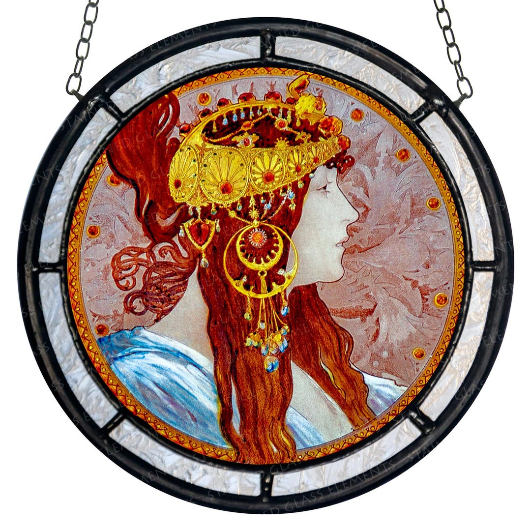 Mucha Stained Glass - Medallion - Kiln-fired Glass Art - Byzantine ...