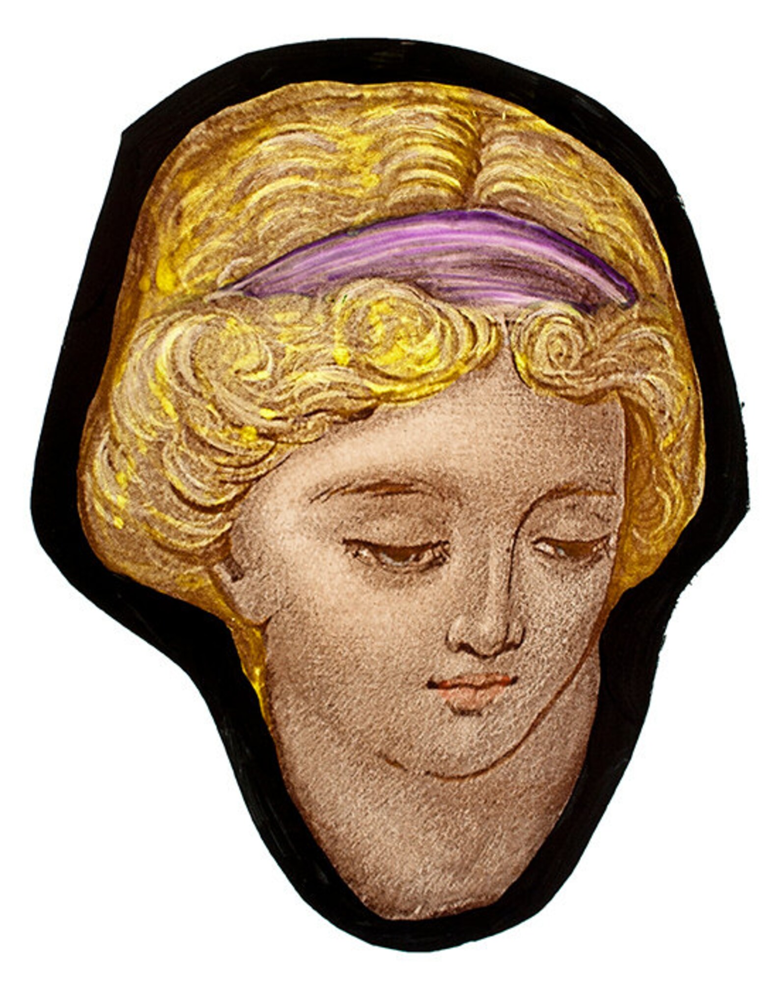 Stained Glass Face of Young Girl, Classic Stained Glass, Kilnfired ...