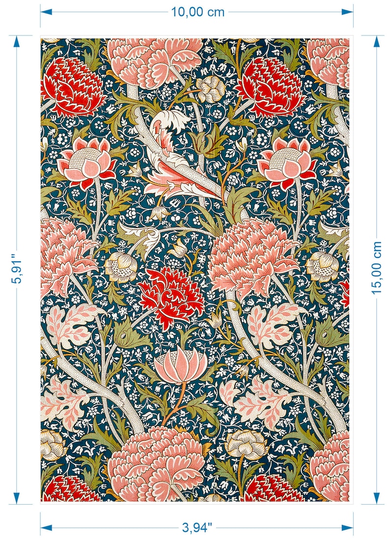 William Morris ceramic decal floral motif Pre-Raphaelites | Etsy