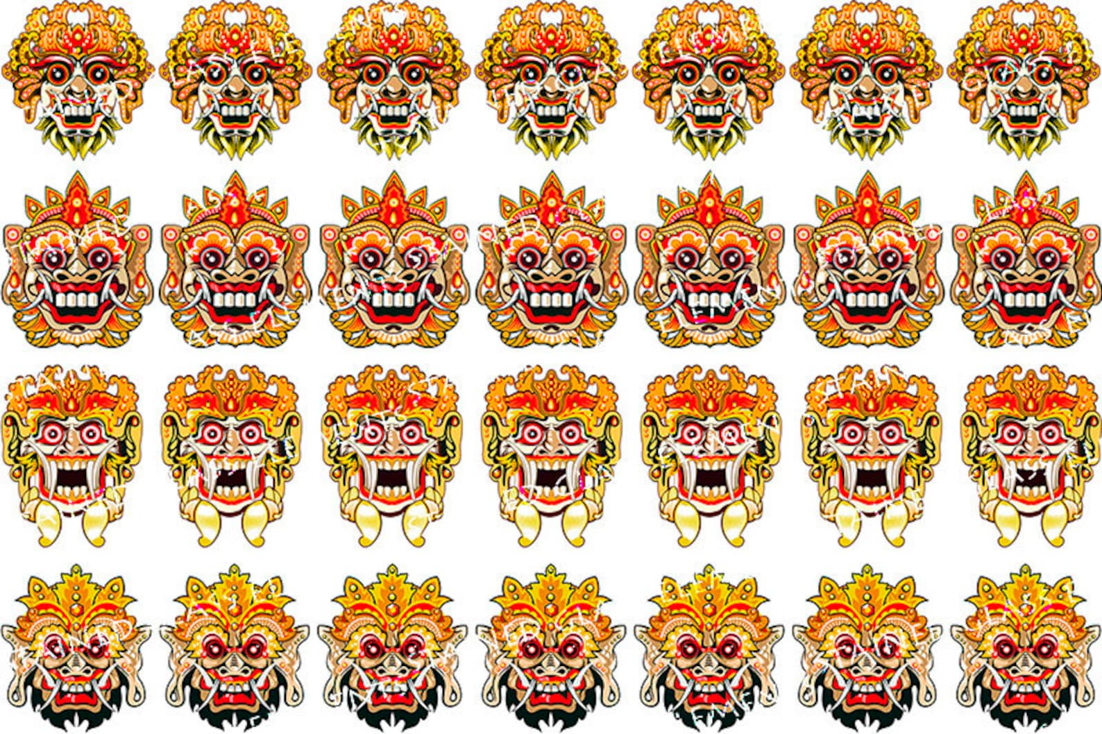 Balinese Masks, Ceramic Decals, Masks Ceramic Transfer, Indonesian ...