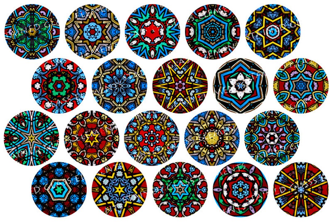 Stained Glass Ceramic Decals, Kaleidoscope Ceramic Decals, Decals Sheet ...
