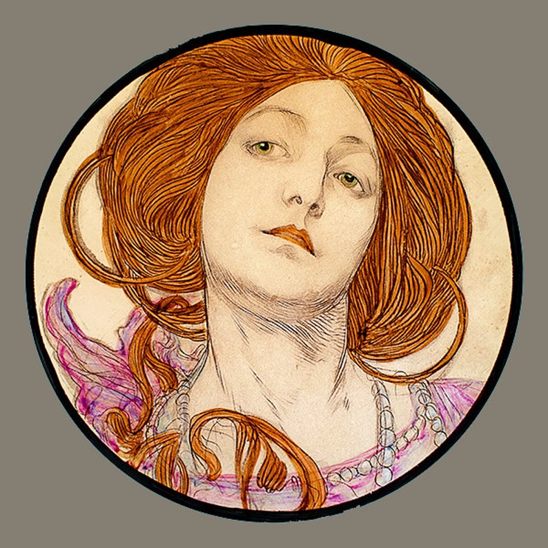 Mucha Girl With Red Hair Mucha Kilnfired Stained Glass - Etsy