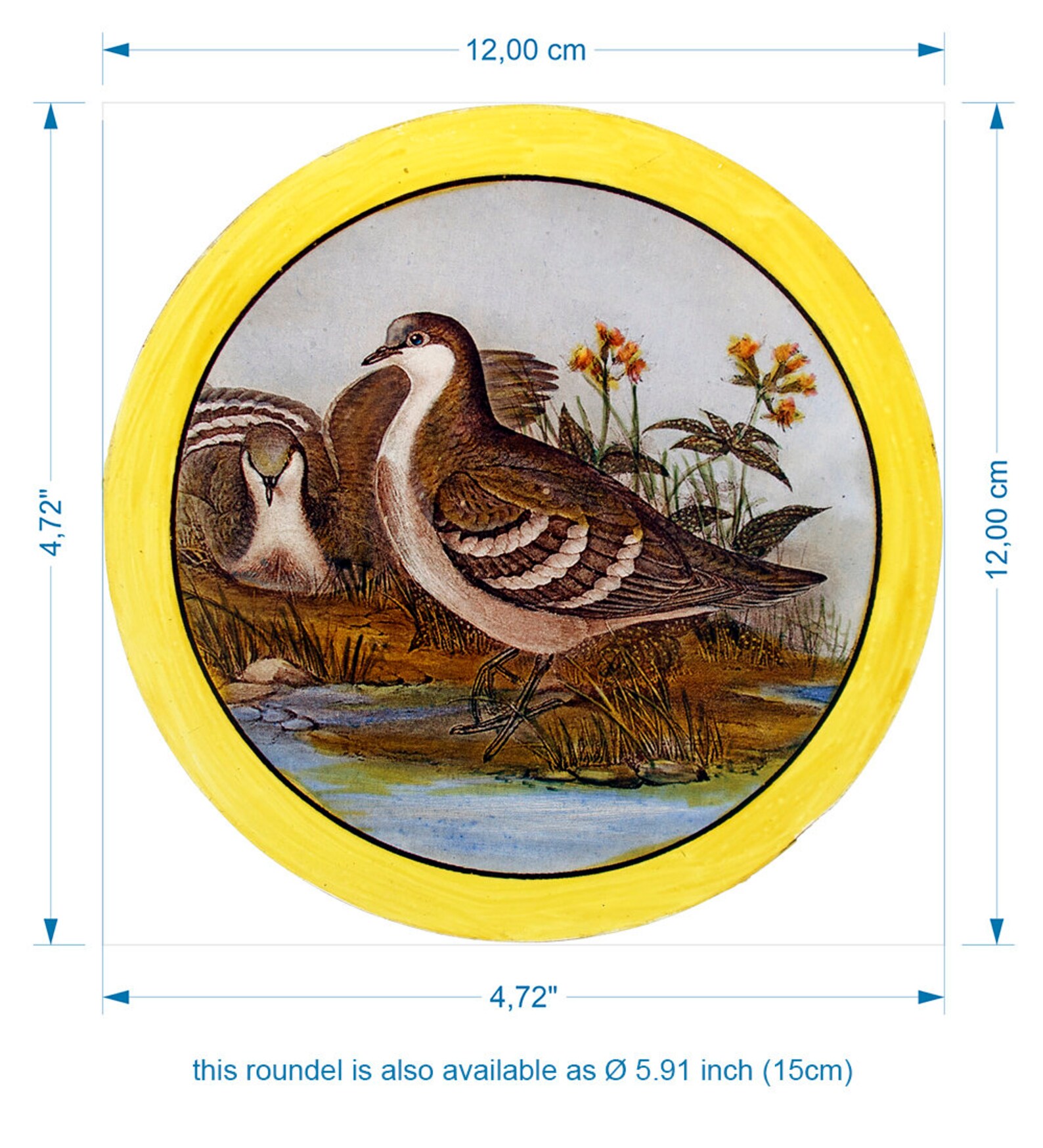 Pigeons Stained Glass Kilnfired Roundel Vintage Look, Dove Stained ...