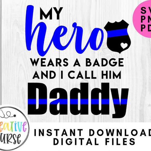 Police Badge Thin Blue Line Heart Instant Digital - Etsy