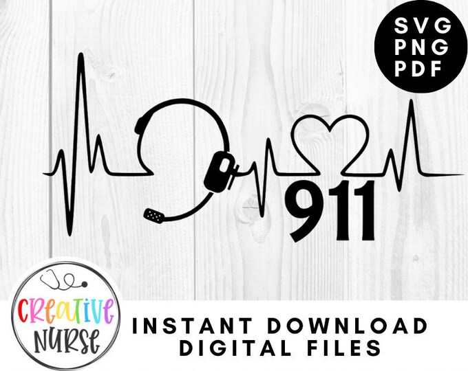 Instant Download Cut File SVG / 911 Dispatcher Heartbeat Headset / Svg ...