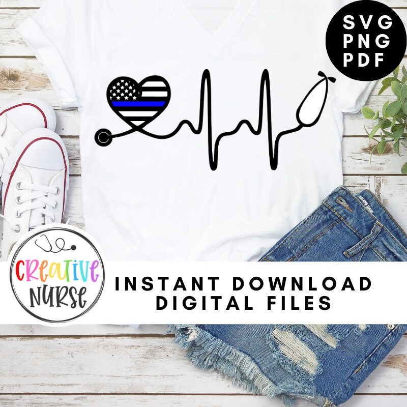 Instant Download Cut File SVG / Thin Blue Line Flag Heart | Etsy