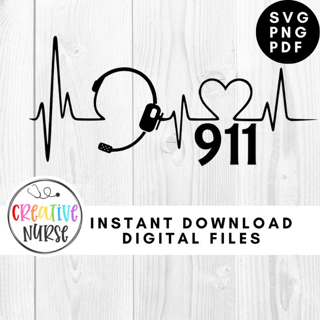Instant Download Cut File SVG / 911 Dispatcher Heartbeat Headset / Svg ...