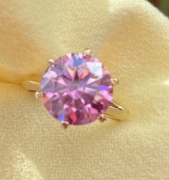 14k Pink Moissanite Engagement Ring Moissanite Pink Ring Gold - Etsy