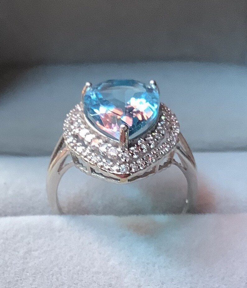 Topaz Pear Halo Ring Big Natural Blue Topaz in a Pear Halo Big - Etsy