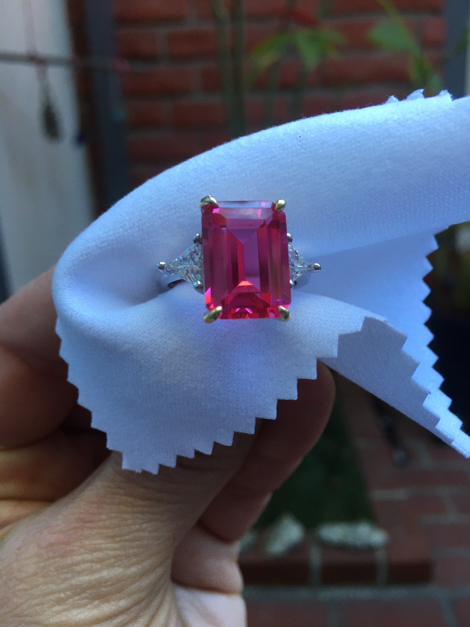 1610mm Cherry Cola Pink 3-stone Ring Sterling Silver Cocktail - Etsy