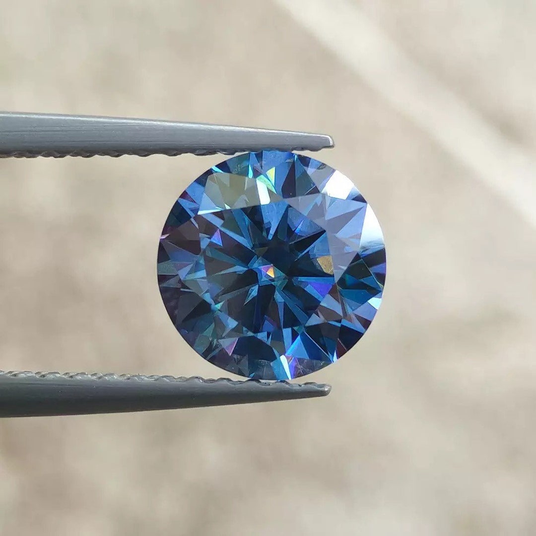 Blue Moissanite 3 Sizes Genuine Blue GRA Certified Moissanite - Etsy
