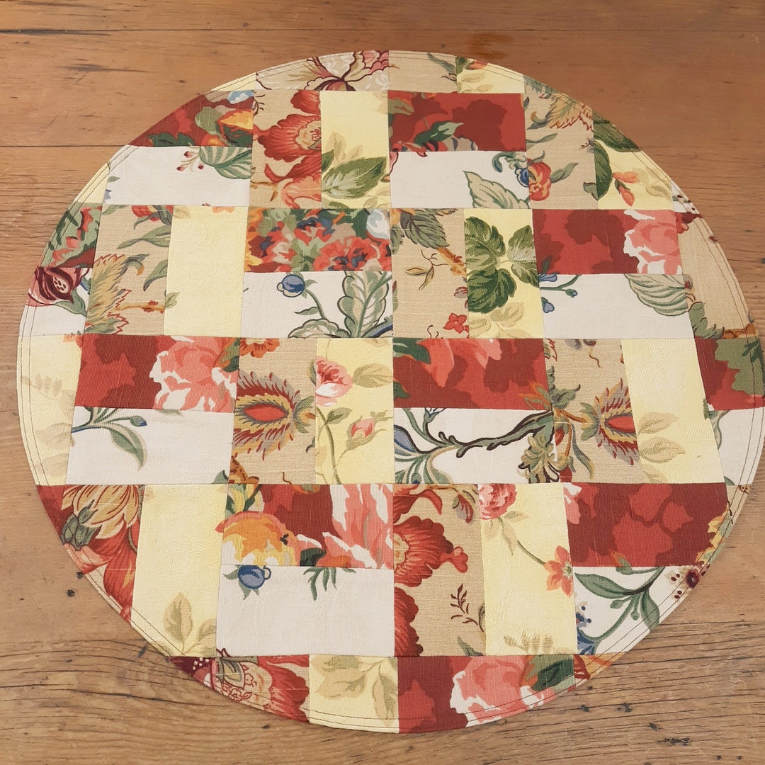 20" Round Centerpiece Table Mat Waverly Floral Fabric Patchwork Mixed ...