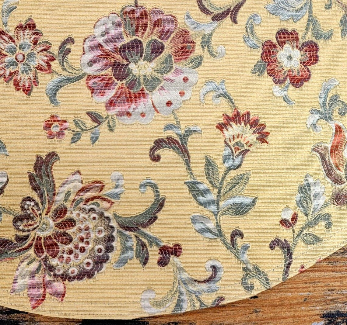 Round Table Topper Centerpiece Mat Multicolor Jacobean Floral Jacquard ...