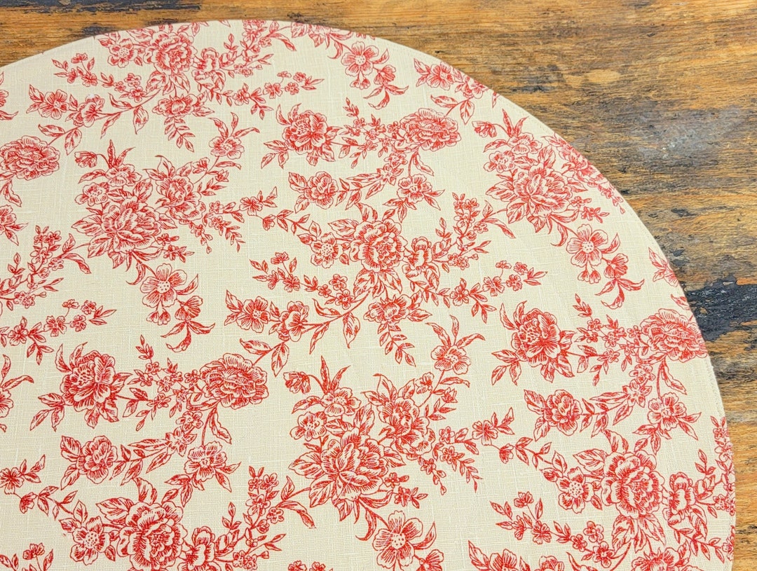 Round Quilted Natural Linen Centerpiece Mat/table Topper Red White ...