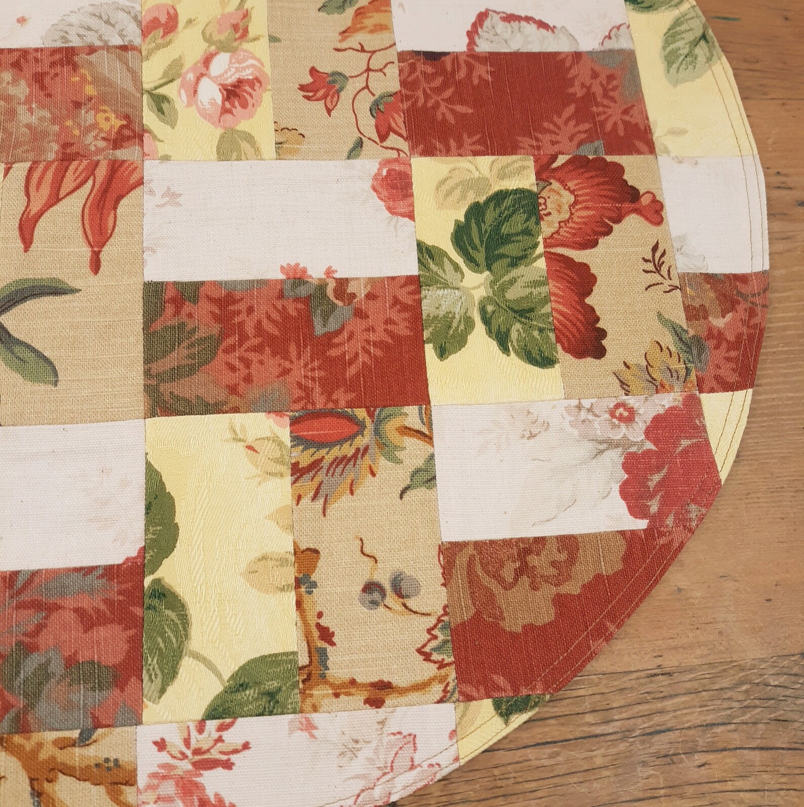 20 Round Centerpiece Table Mat Waverly Floral Patchwork - Etsy