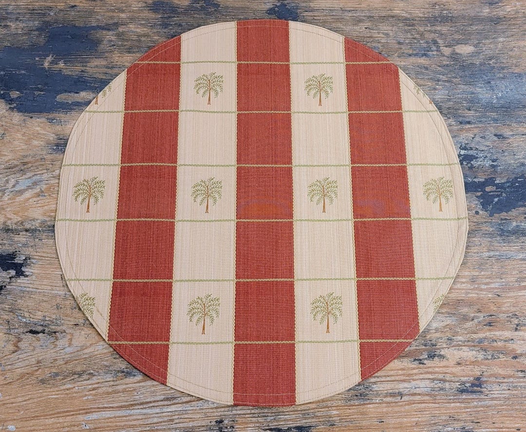 Round Table Topper/centerpiece Mat: Custom Sizes Palm Tree Checked ...